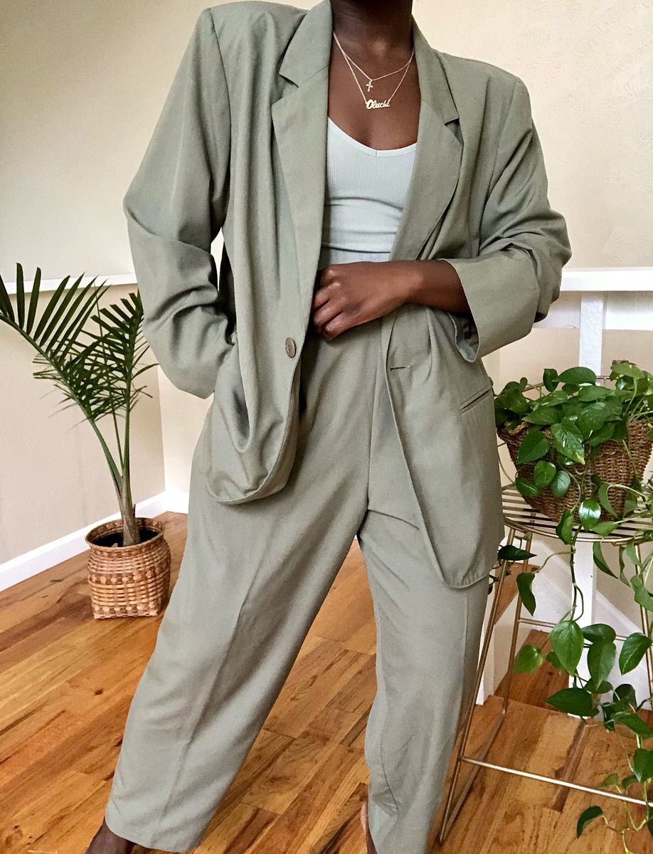 sage oversized pant suit – OLUCHI VINTAGE