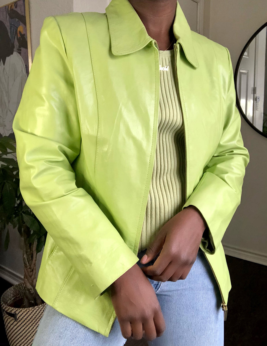 lime leather jacket – OLUCHI VINTAGE