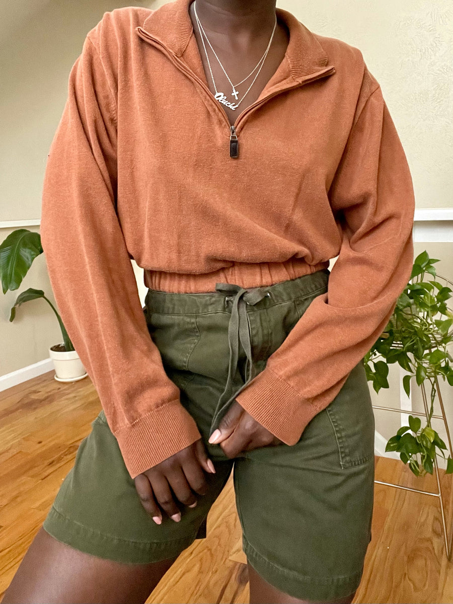 burnt orange cropped quarter zip – OLUCHI VINTAGE